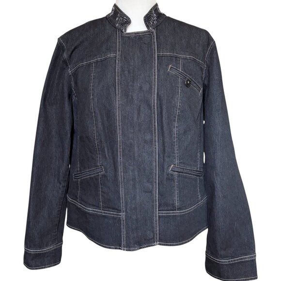 Sigrid Olsen | Jackets & Coats | Sigrid Olsen Denim Jacket Black Beaded ...